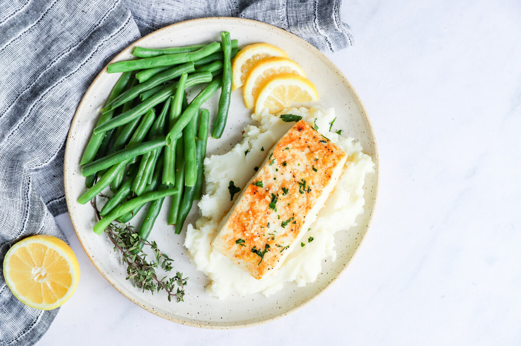 Air Fryer Halibut with Lemon Thyme Butter Sauce - Jihi Kitchen